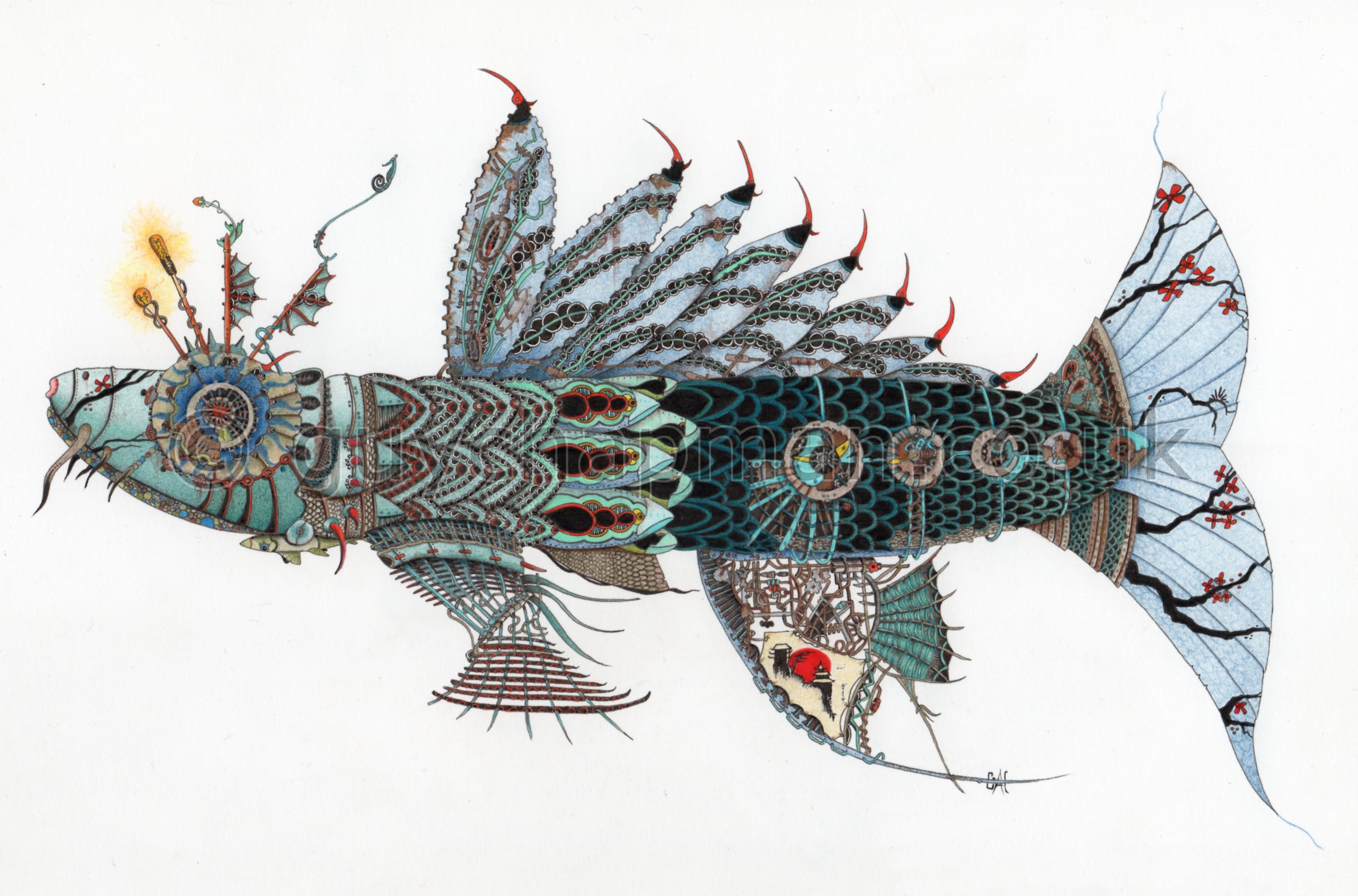 Koi Mechanica - an original drawing by Guy Chapman | Guy Chapman Art ...