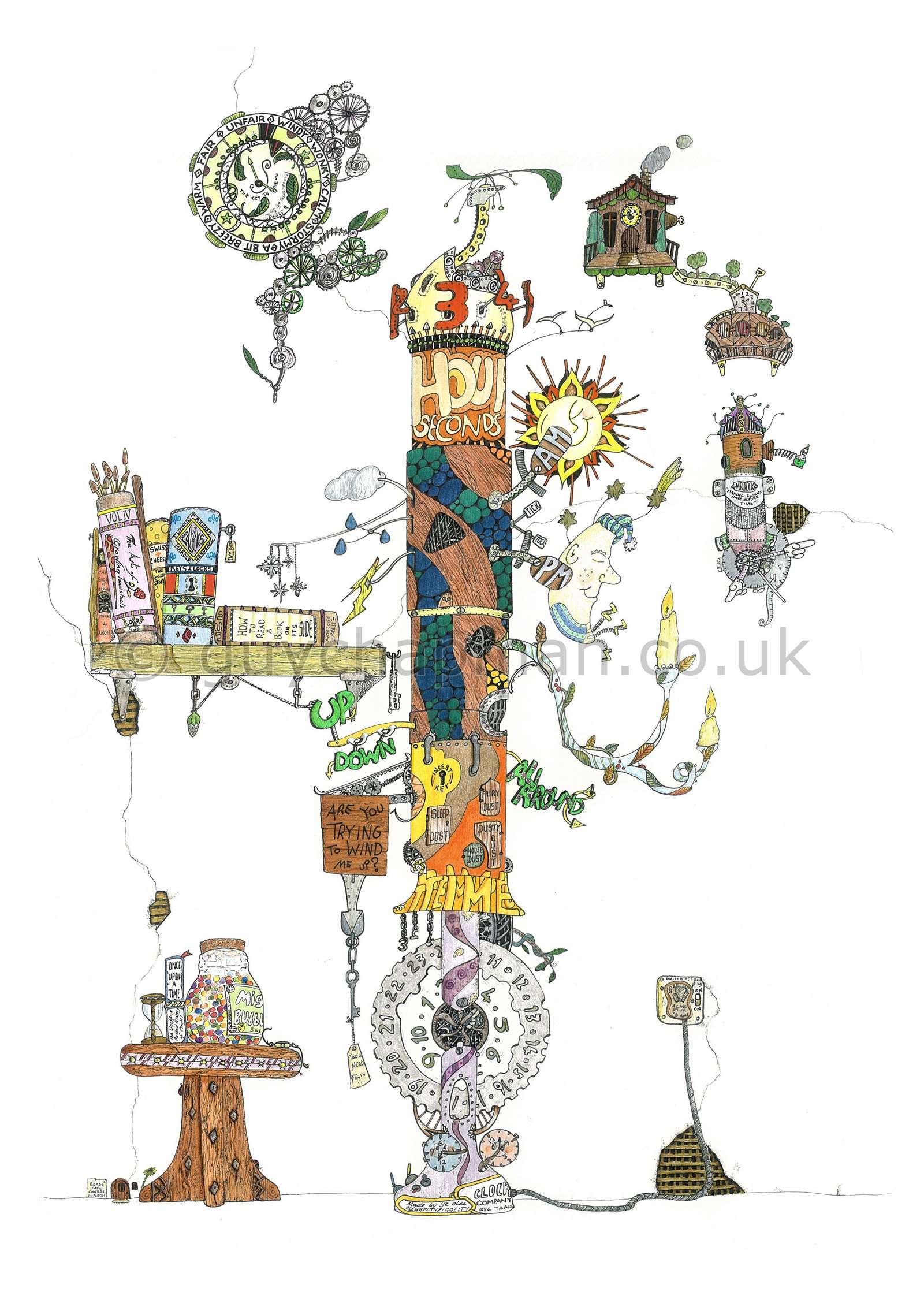 Tick Tock Tower - an original drawing by Guy Chapman | Guy Chapman Art ...